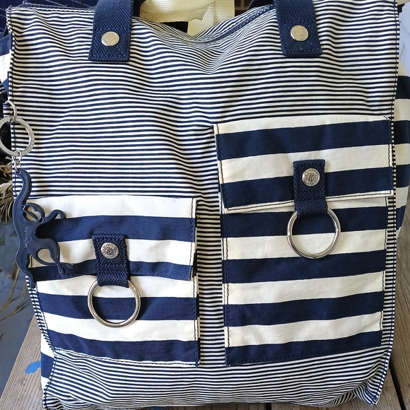 Kipling | Bags | Kipling Euc Navy Striped Tote Bag | Poshmark